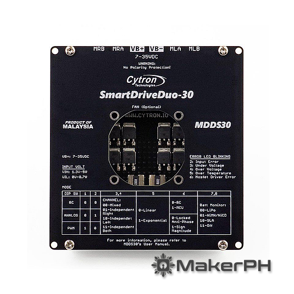 30Amp 7V-35V SmartDrive DC Motor Driver (2 Channels) (MDDS30) – MakerPH ...